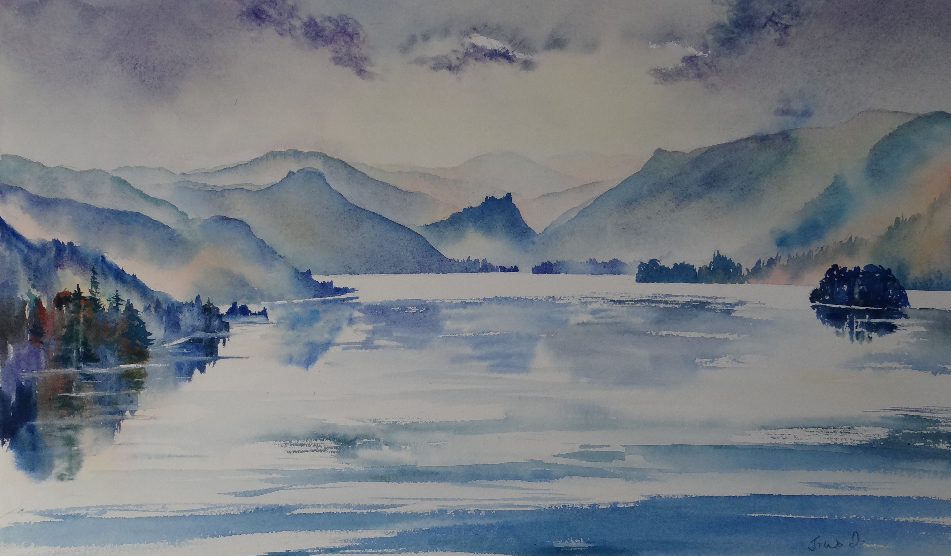 Derwentwater Original Watercolour – Jane Ward Artist