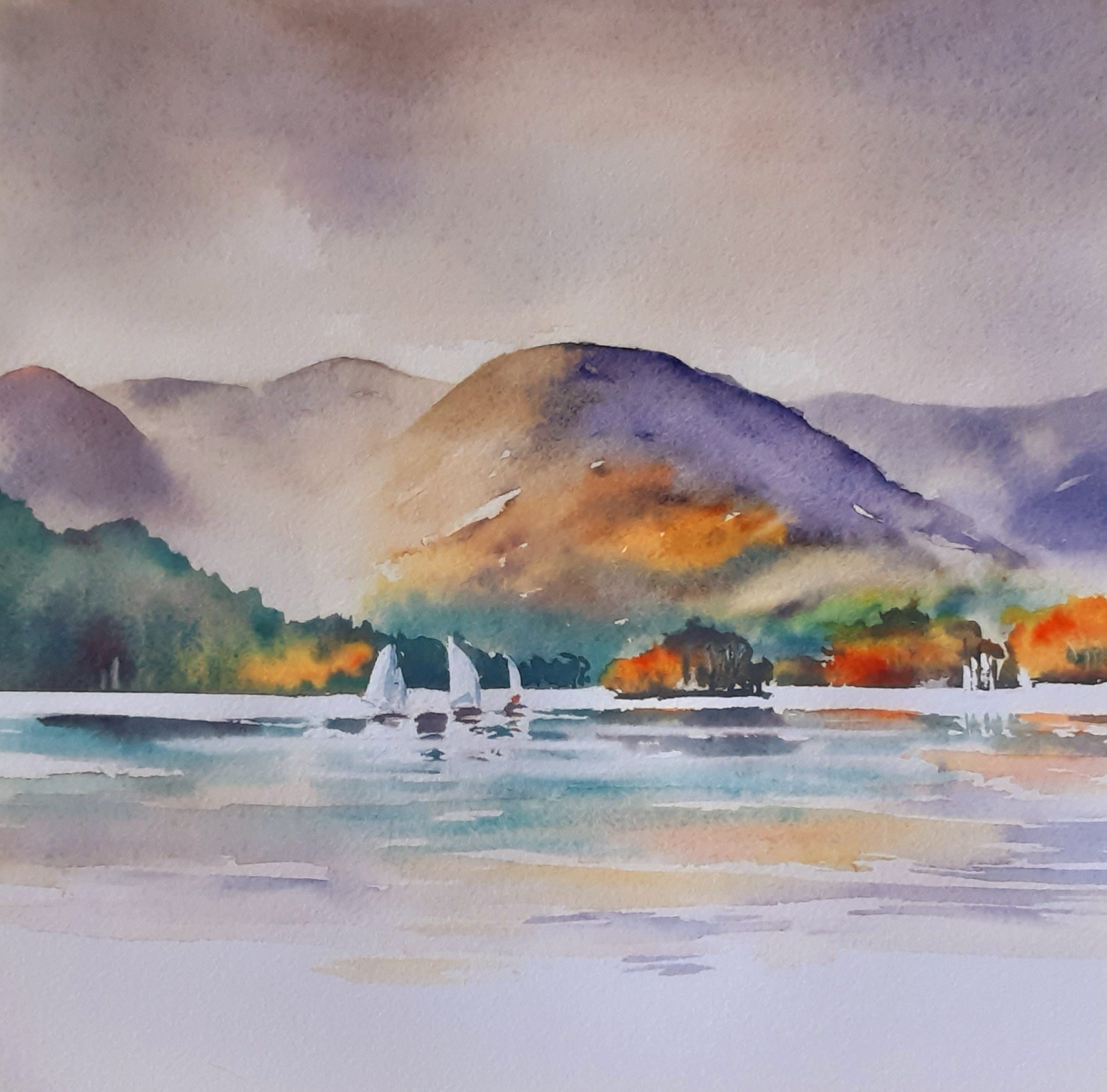 Autumn colours Windermere from Wray – Jane Ward Artist
