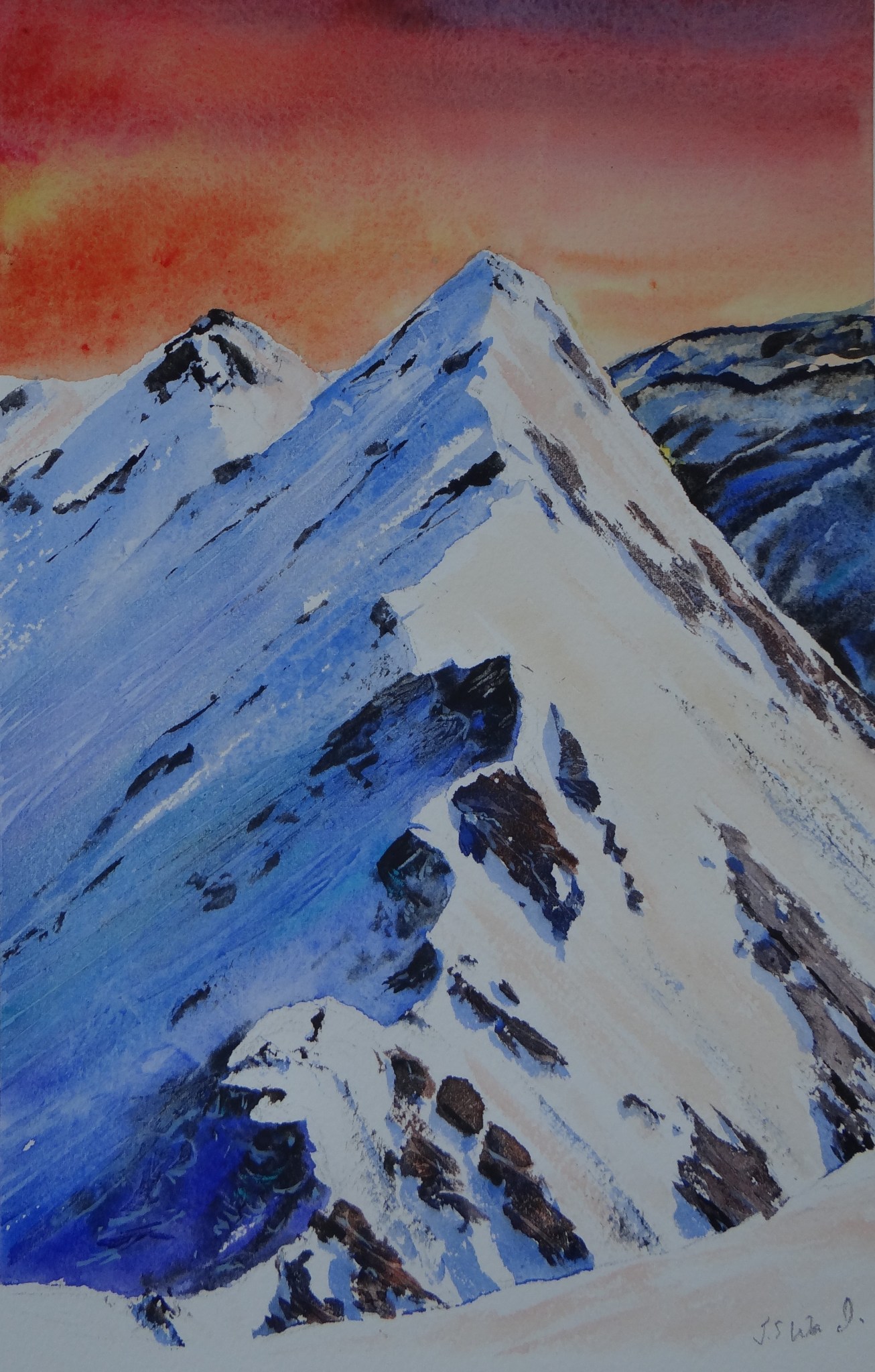 Sunrise, Striding Edge Original Watercolour painting – Jane Ward